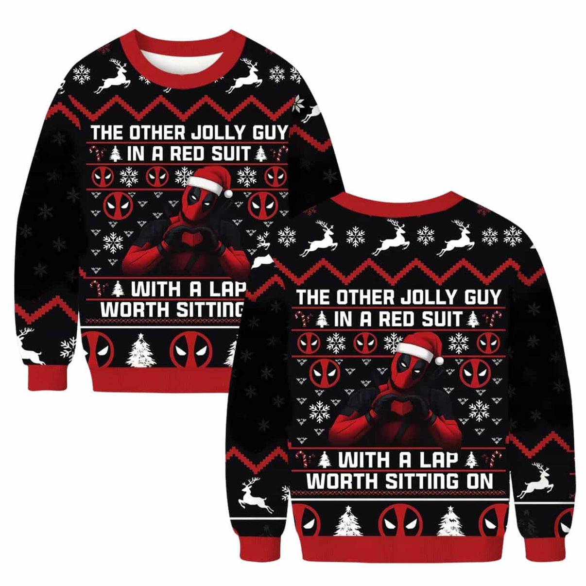 Deadpool The Other Jolly Guy In A Red Suit Ugly Christmas Sweater ...