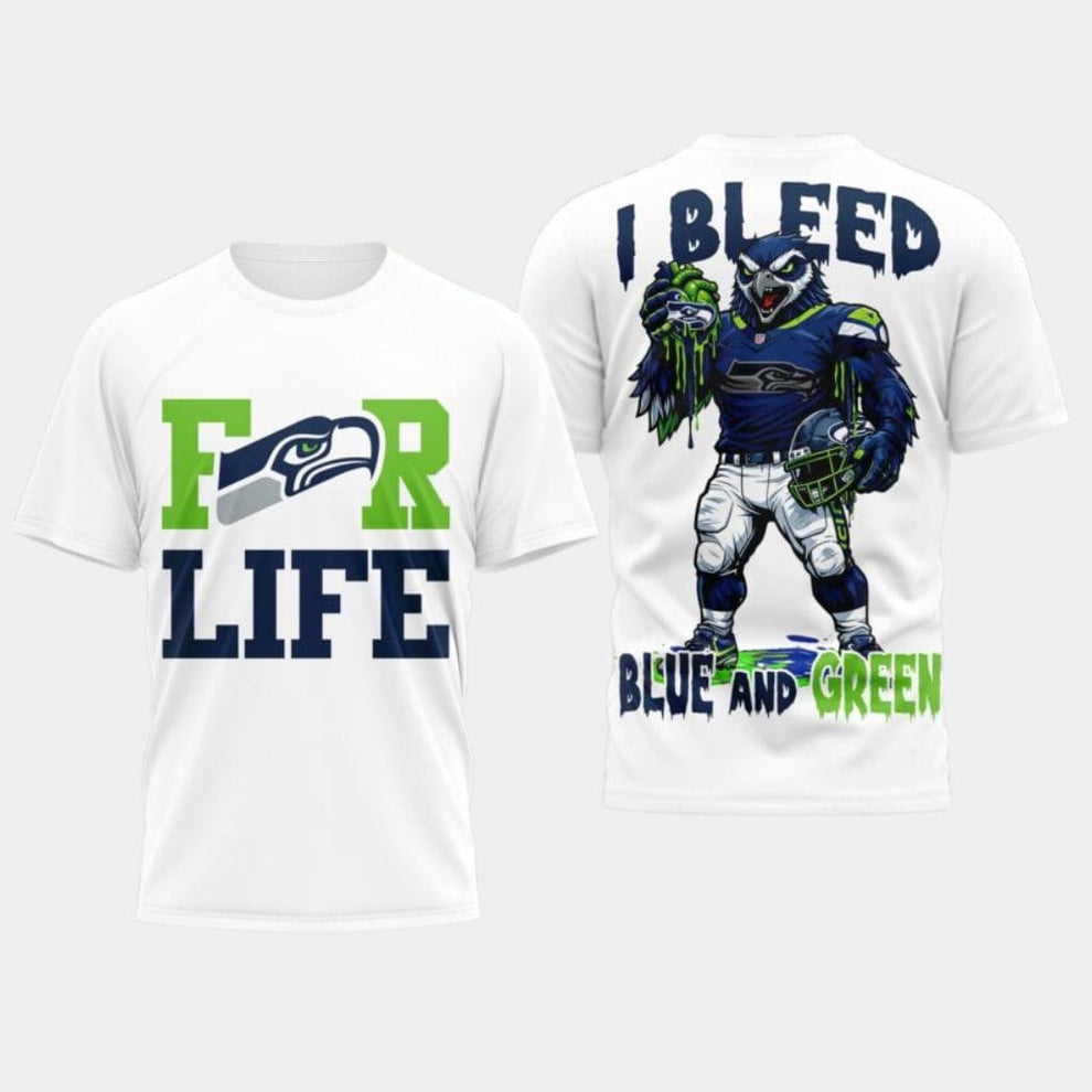 Seahawks For Life I Bleed Blue And Green Shirt – Seagullwear
