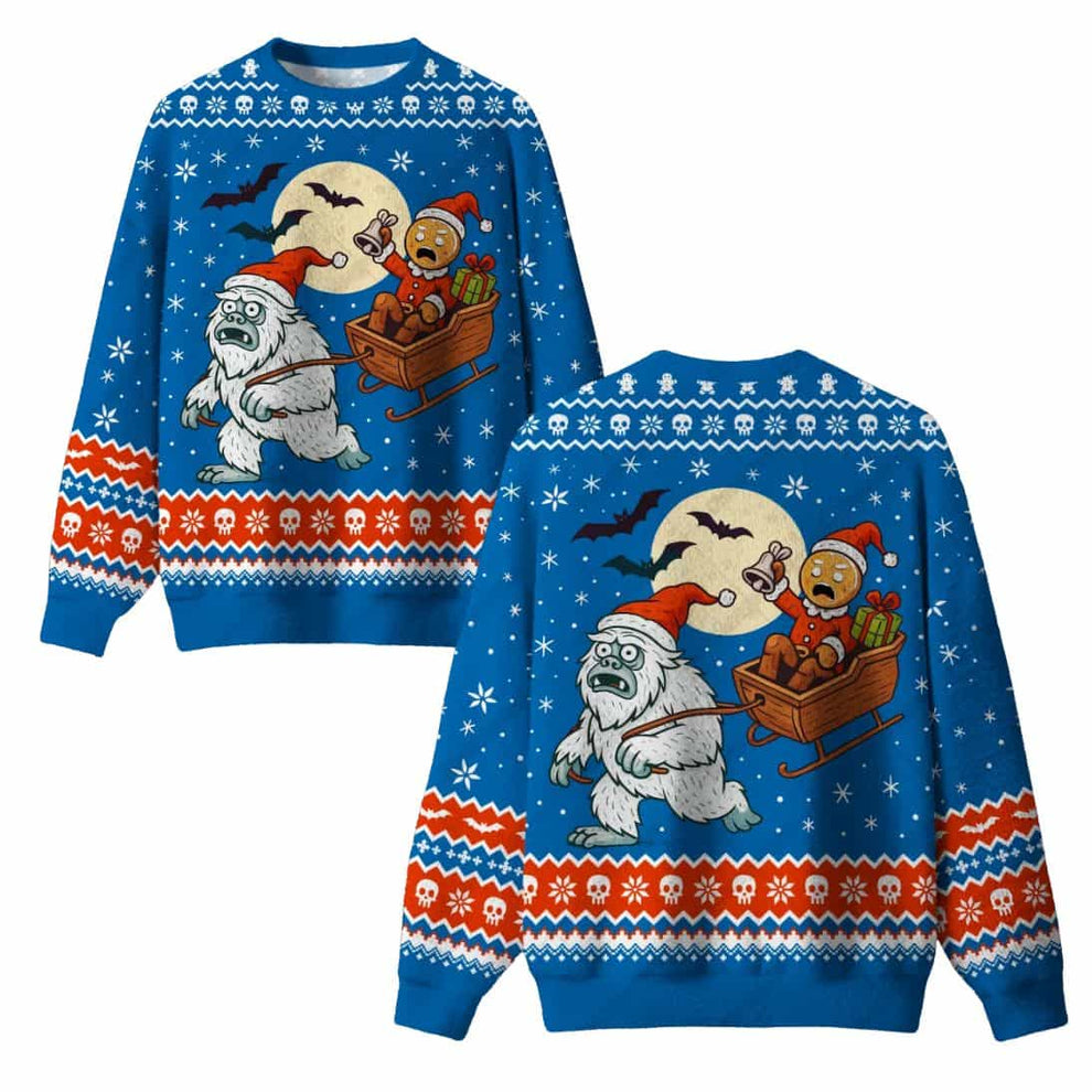 Yeti Gingerbread Sleigh Ride Ugly Christmas Sweater – Seagullwear